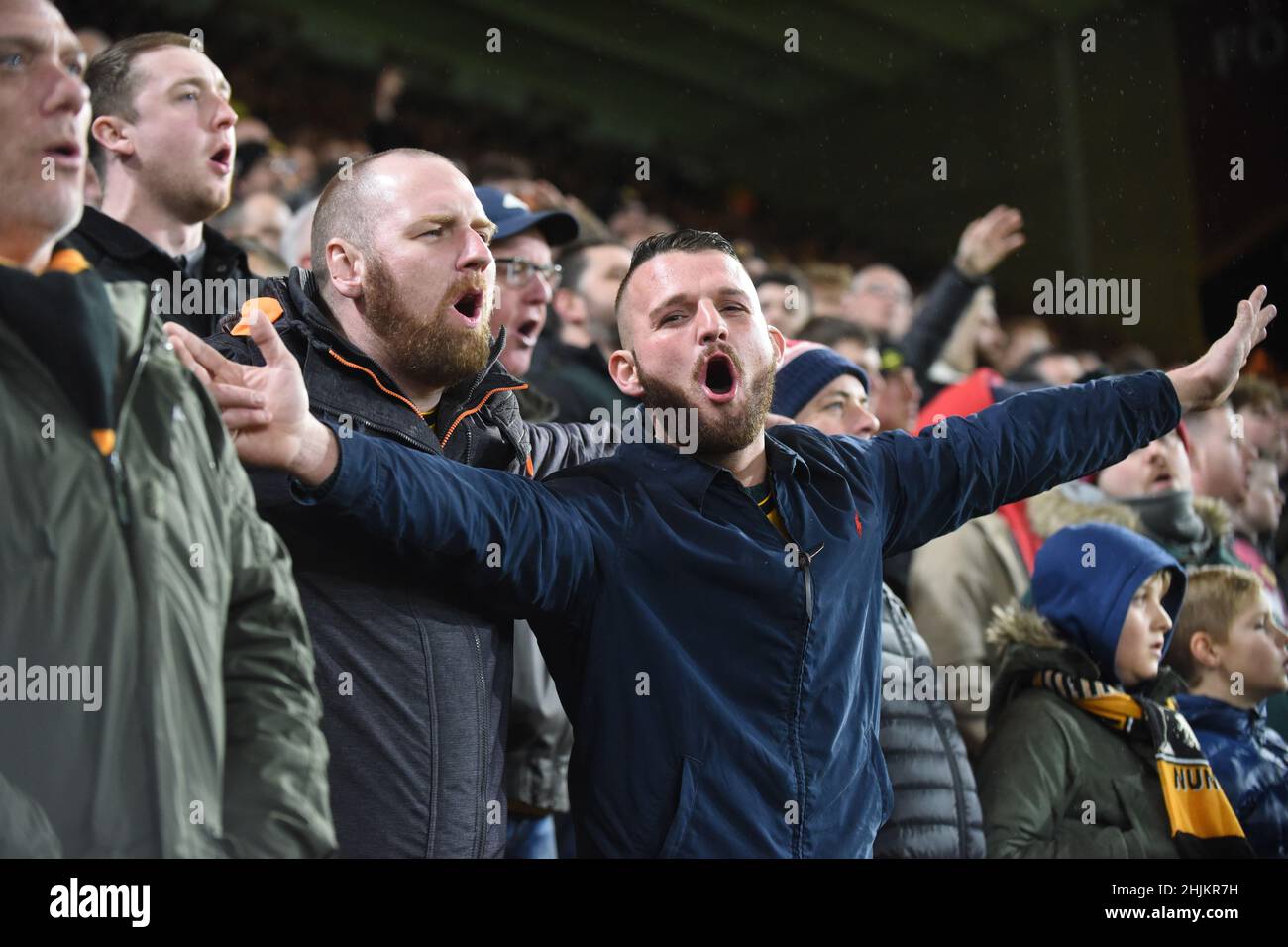 Wolverhampton Wanderers fans supporters singing at Molneux Stadium ...