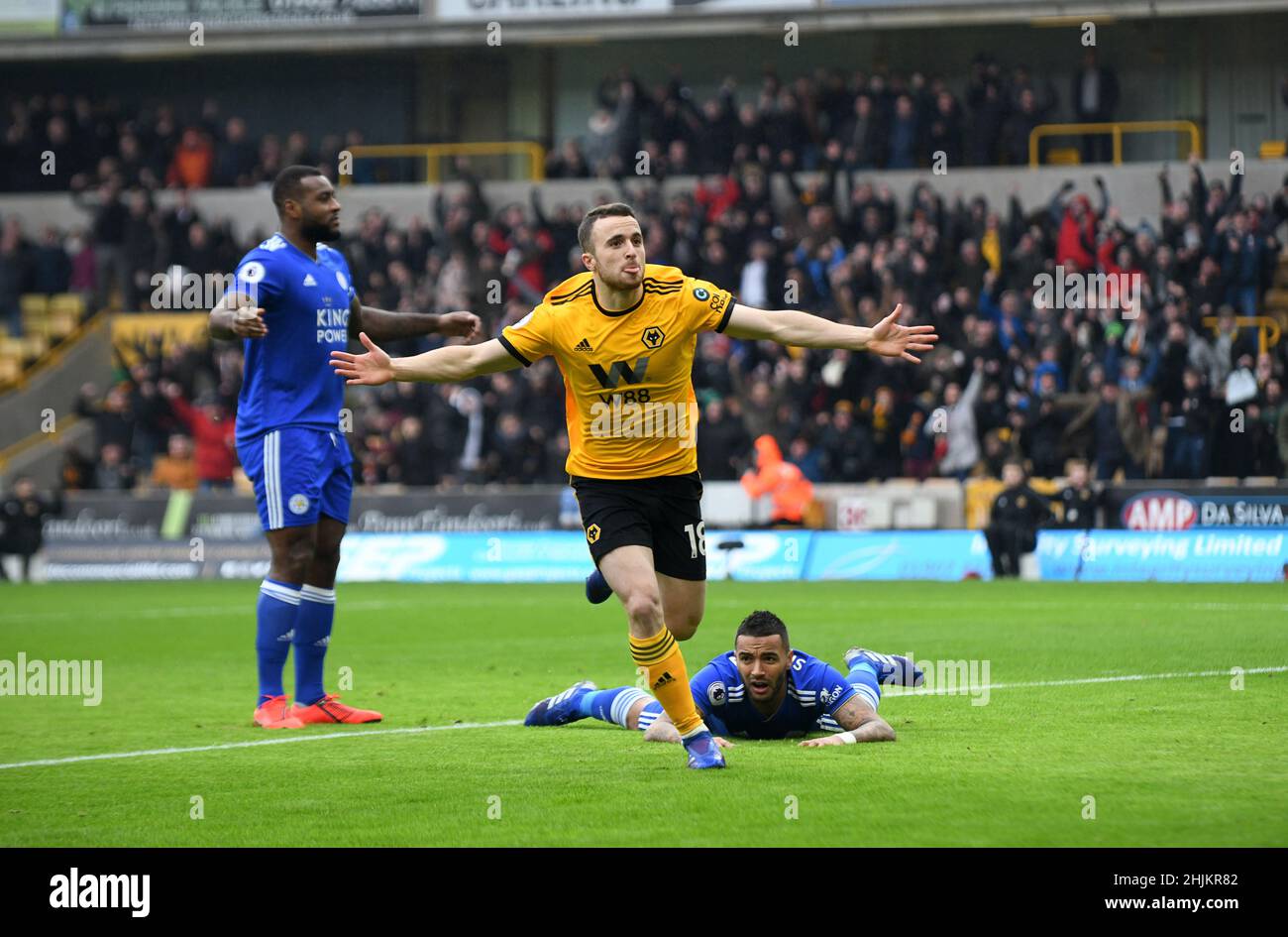 Wolves footballer Diogo Jota celebrates his goal Wolverhampton ...