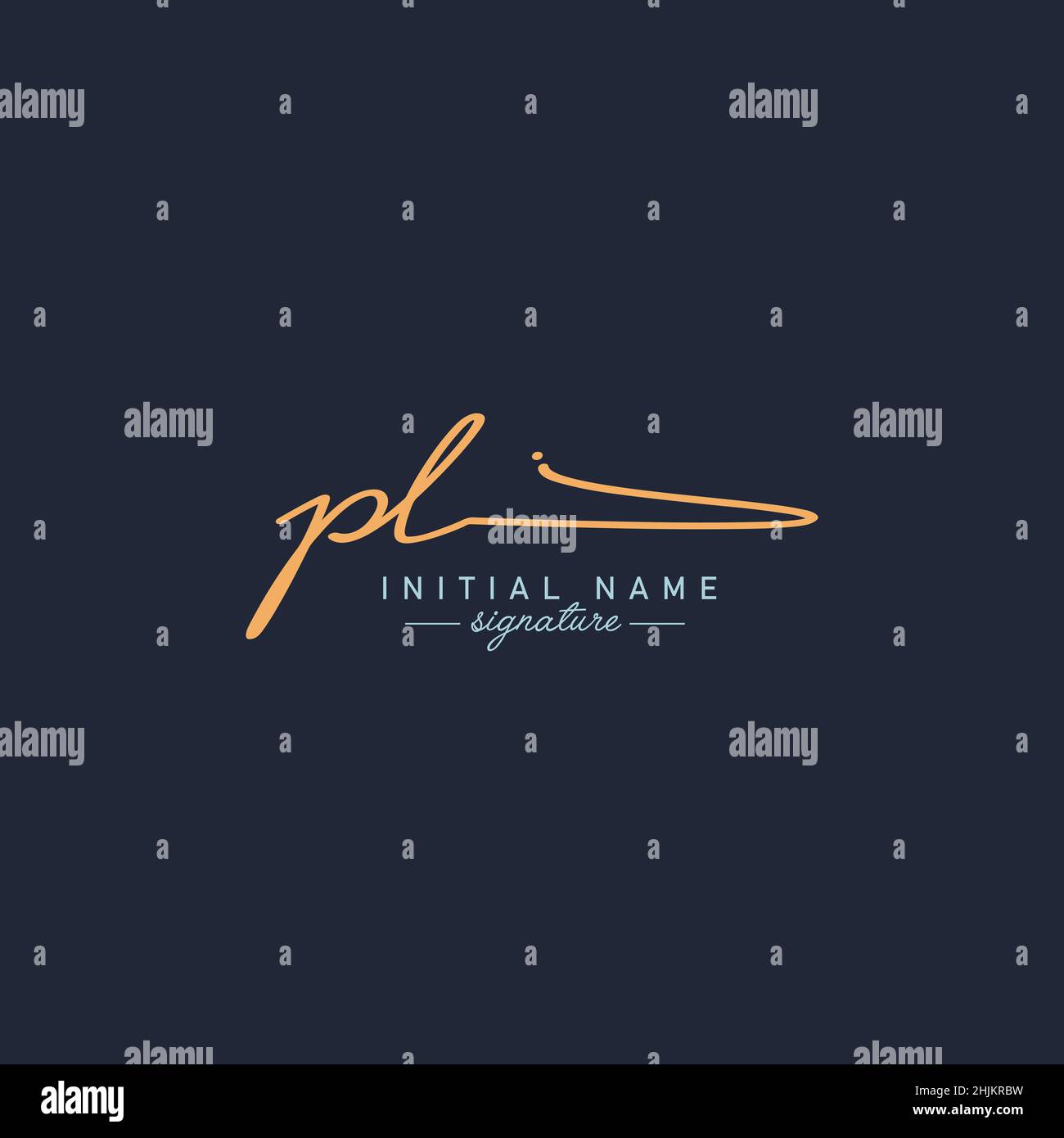 Initial Letter PL Logo - Hand Drawn Signature Style Logo - Minimal Vector Logo for Initials in ...