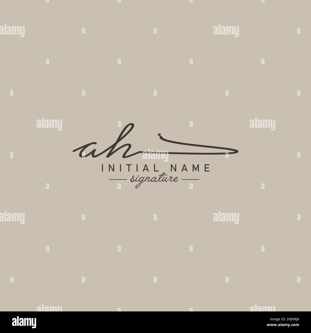 Initial Letter AH Logo - Hand Drawn Signature Logo - Minimal Vector ...