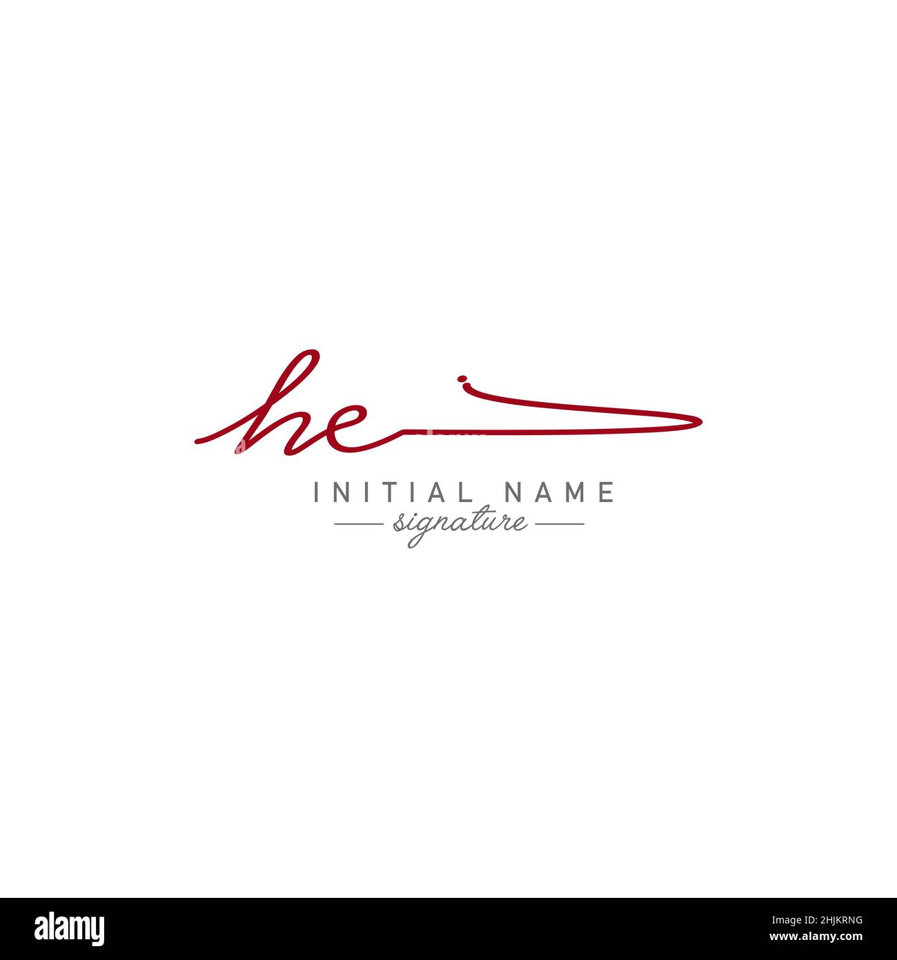 Initial Letter HE Logo - Handwritten Signature Logo - Minimal Vector ...