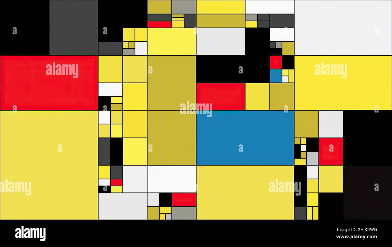 Colorful rectangles mondrian style art illustration Stock Photo - Alamy