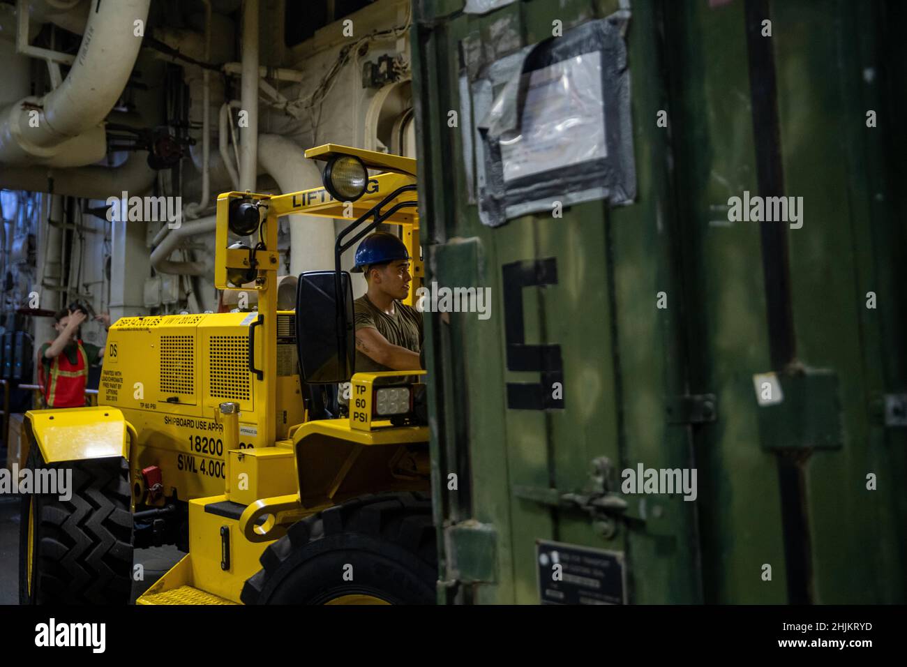 U.S. Marine Corps Lance Cpl. Anthony Navarro, a combat cargo Marine ...
