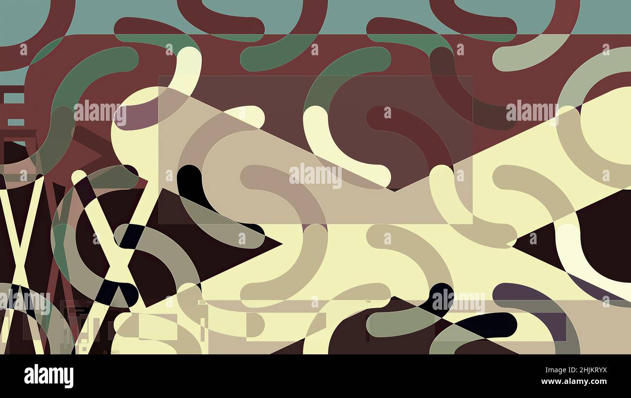 Artwork of abstract composition made with geometrical shapes and ...