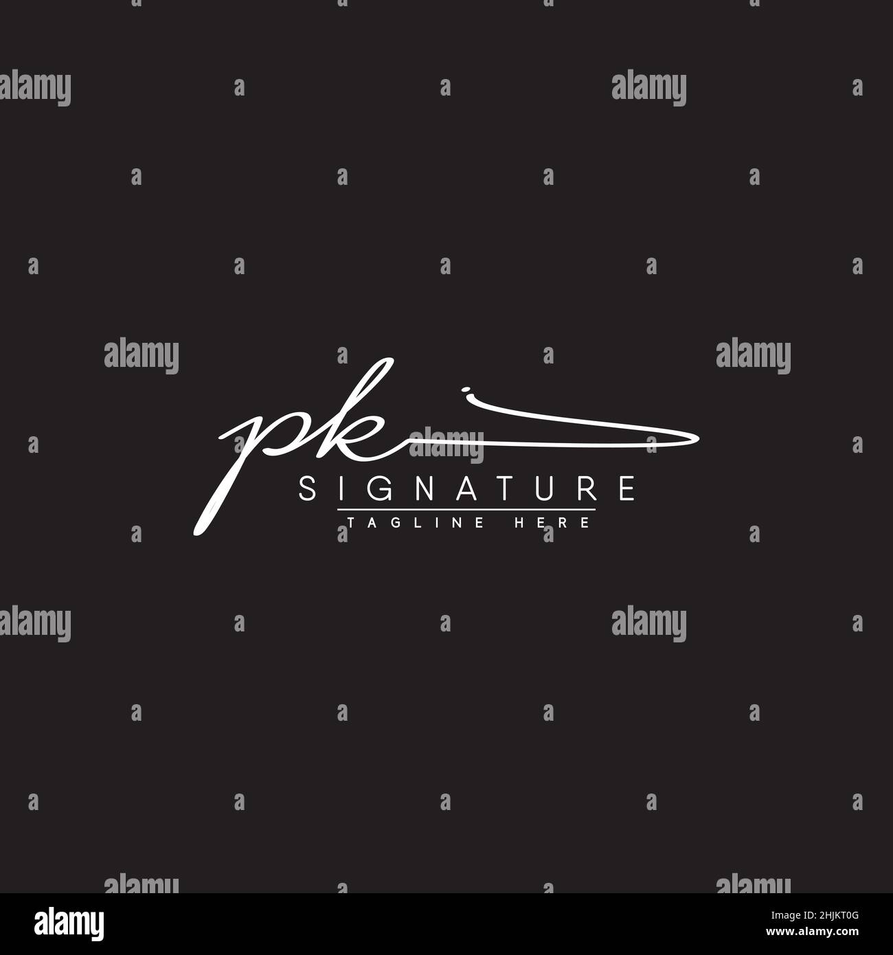 Initial Letter PK Logo - Hand Drawn Signature Logo - Minimal Vector ...