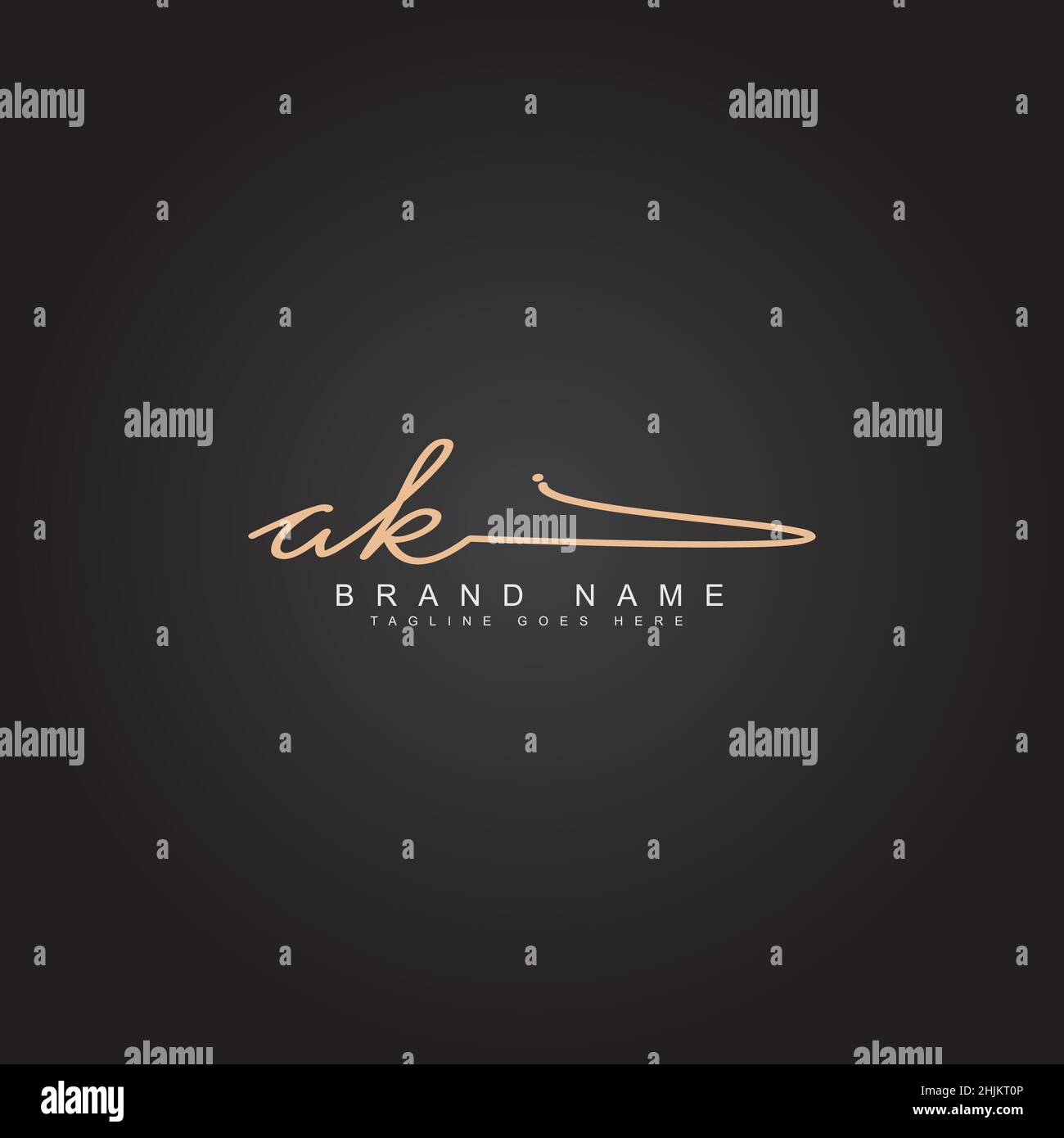 Initial Letter AK Logo - Handwritten Signature Style Logo - Minimal ...