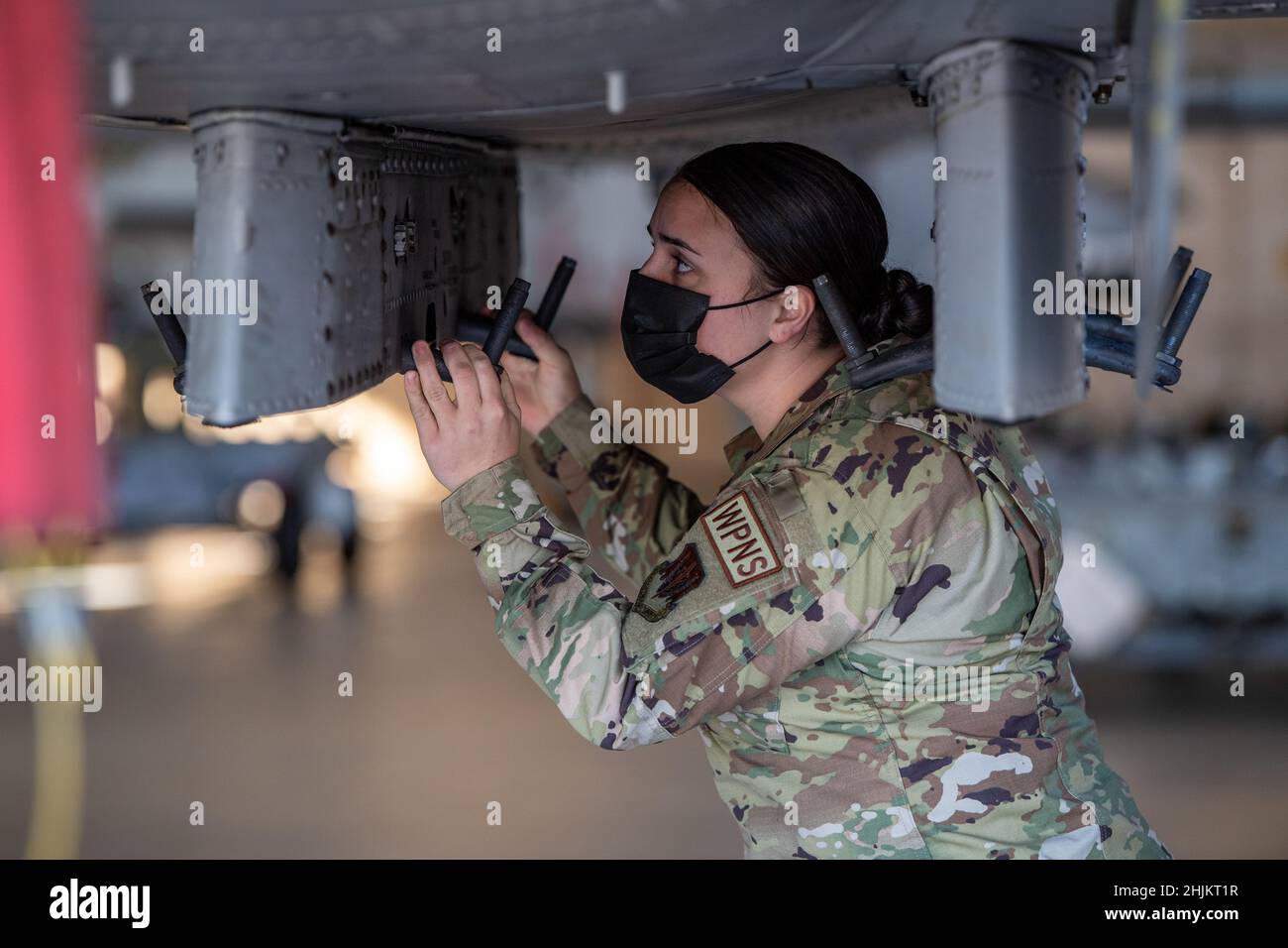 U.S. Air Force Senior Airman Gabrielle Devries, 74th Aircraft Maintenance Unit weapons load crew ...