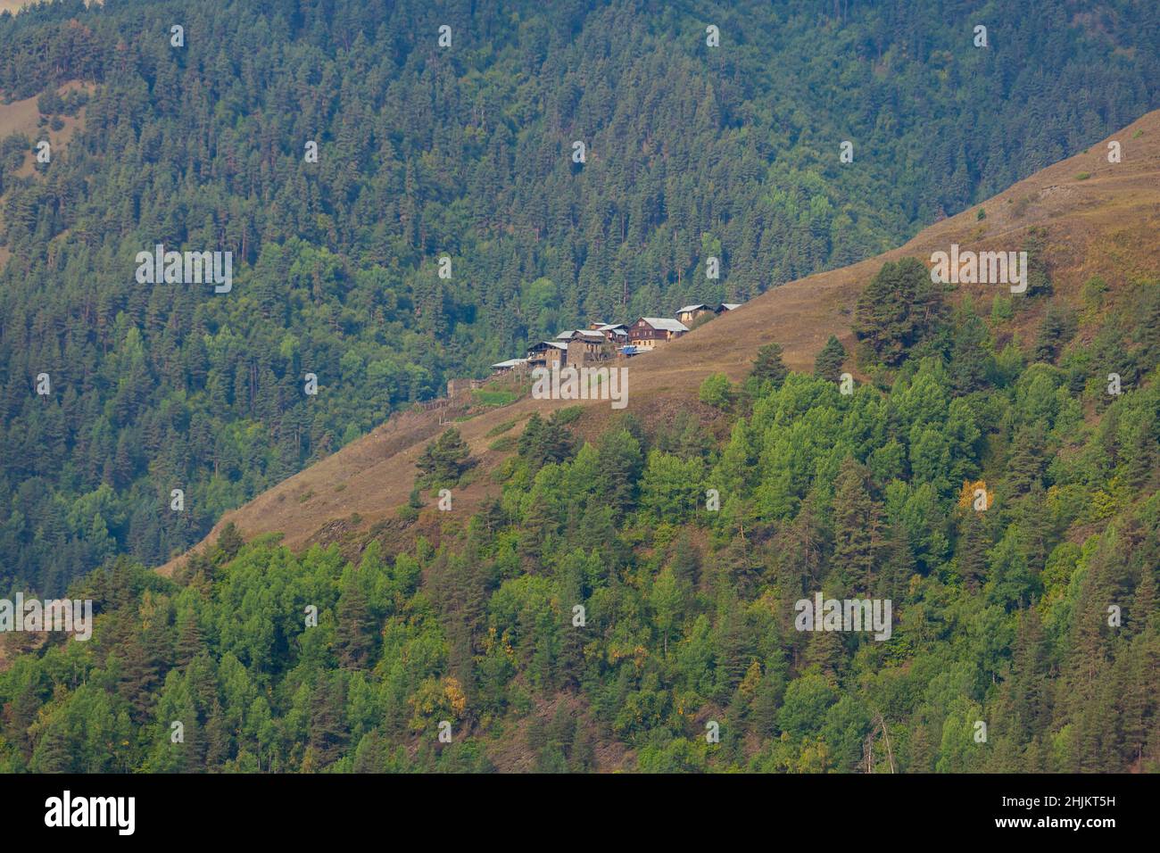 Beautiful view of the highland village in Tusheti, Georiga. Travel ...
