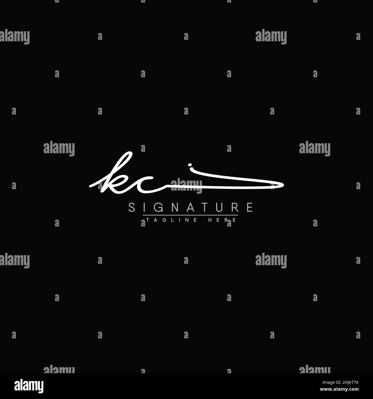 Initial Letter KC Logo - Hand Drawn Signature Logo - Minimal Vector ...