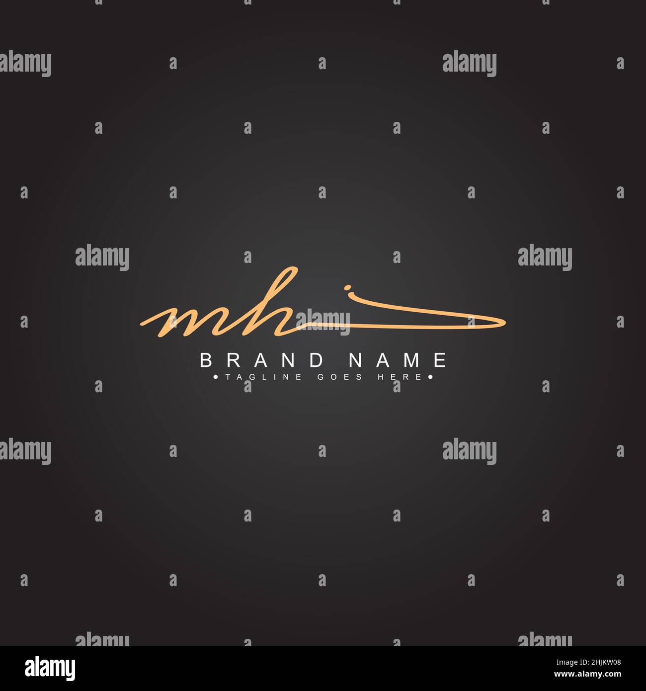 Initial Letter MH Logo - Hand Drawn Signature Logo - Minimal Vector ...