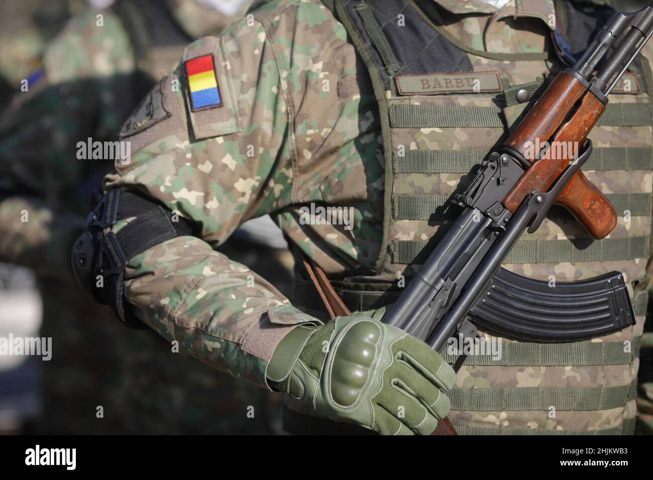 Bucharest, Romania - January 24, 2022: Details with Romanian soldiers ...
