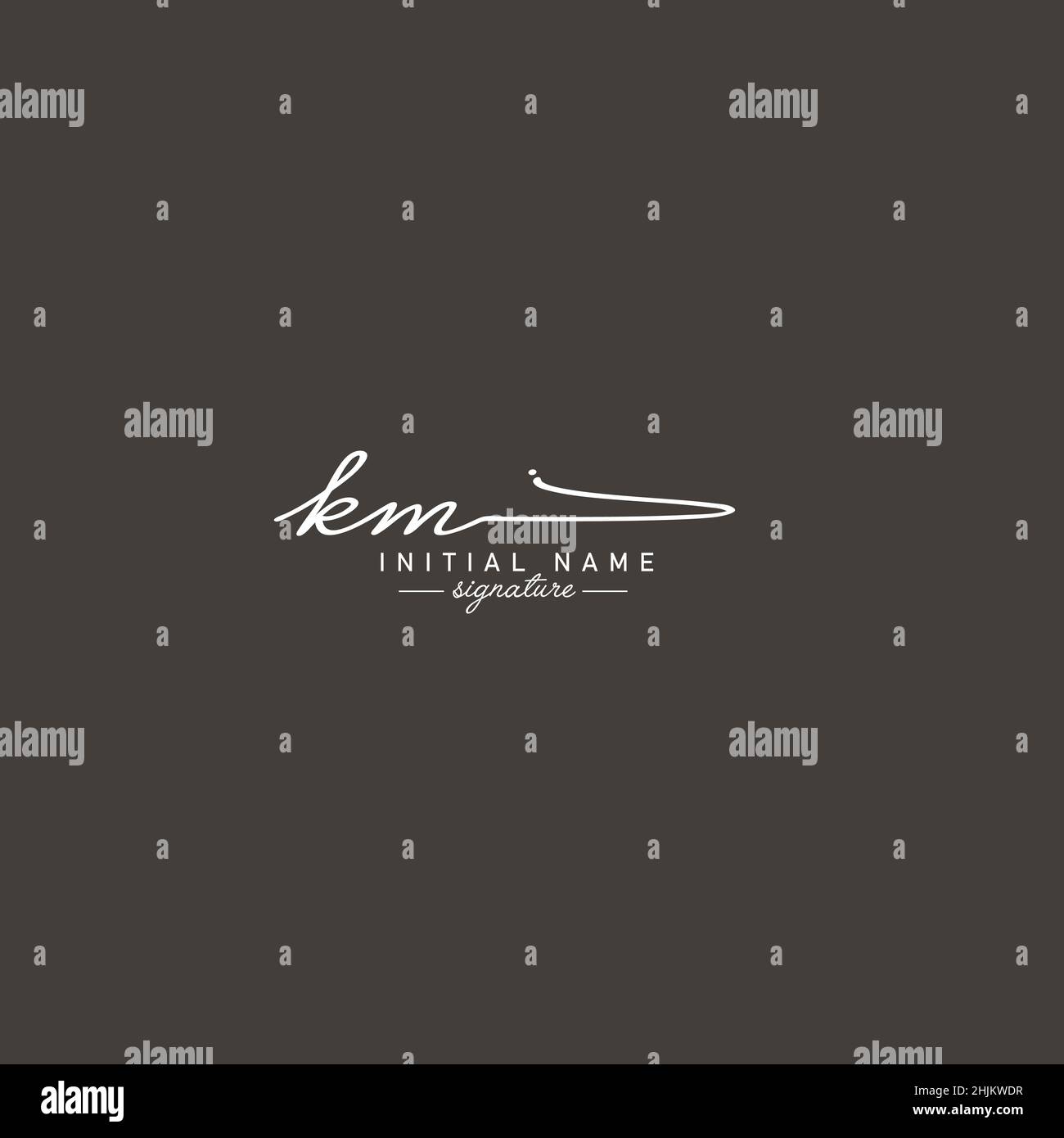 Initial Letter KM Logo - Handwritten Signature Style Logo - Minimal ...