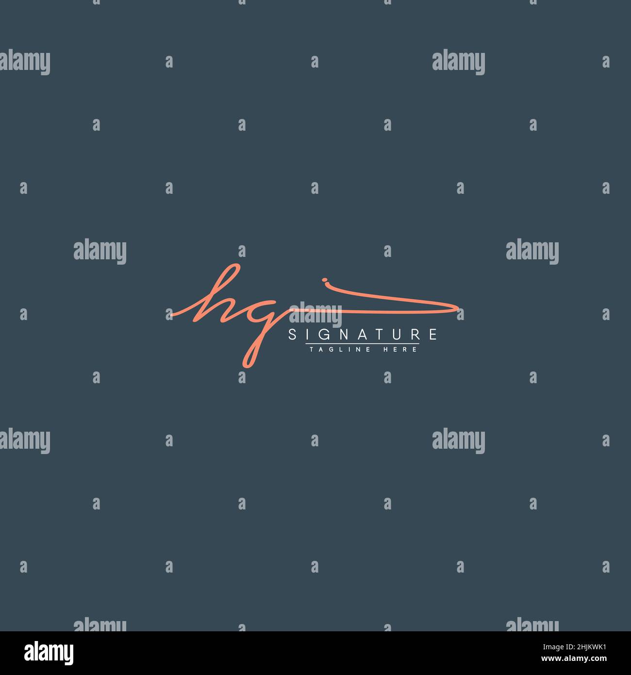 Initial Letter HG Logo - Handwritten Signature Style Logo - Minimal ...