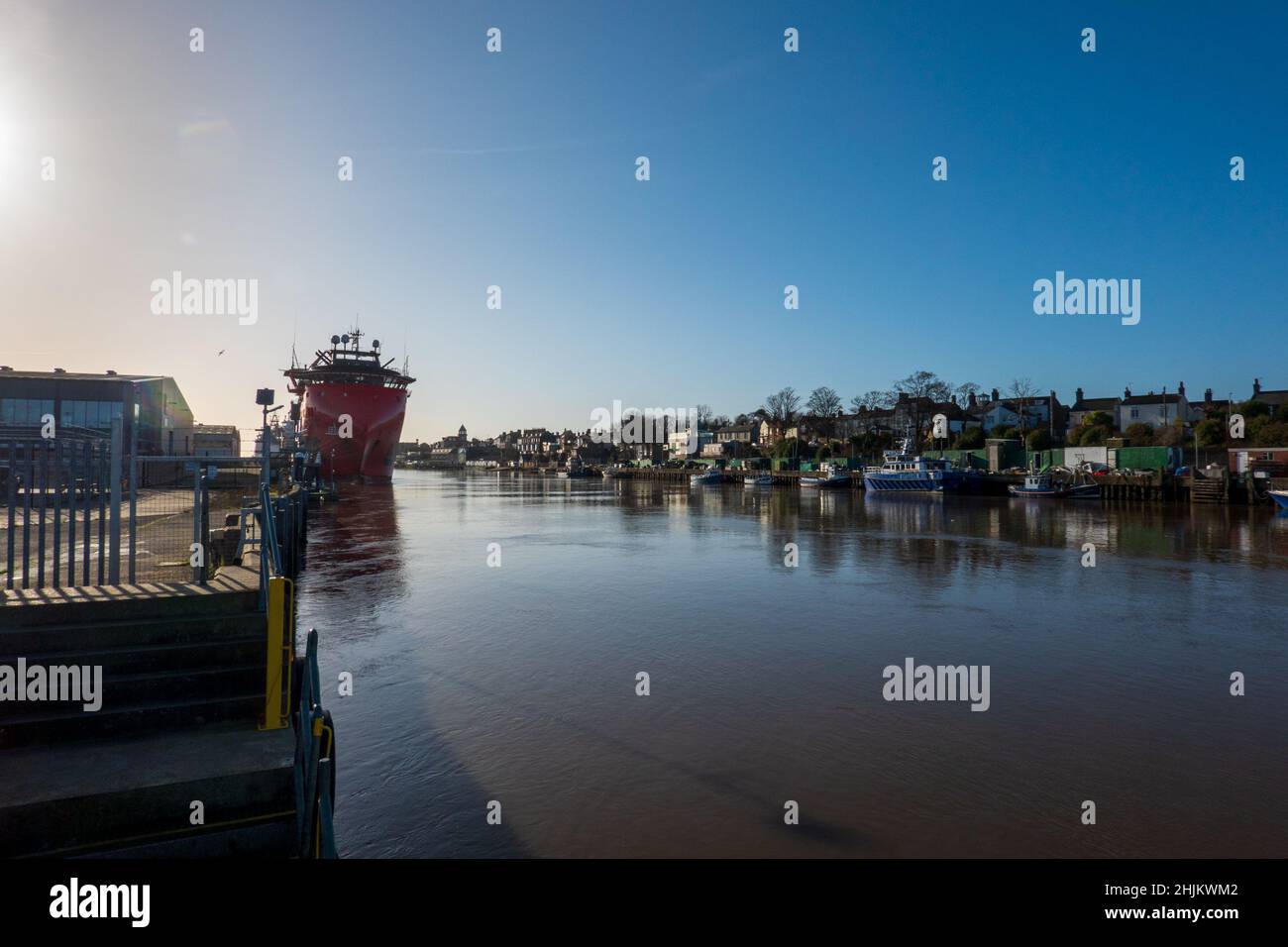Quay, Harbour, River Yare Stock Photo - Alamy