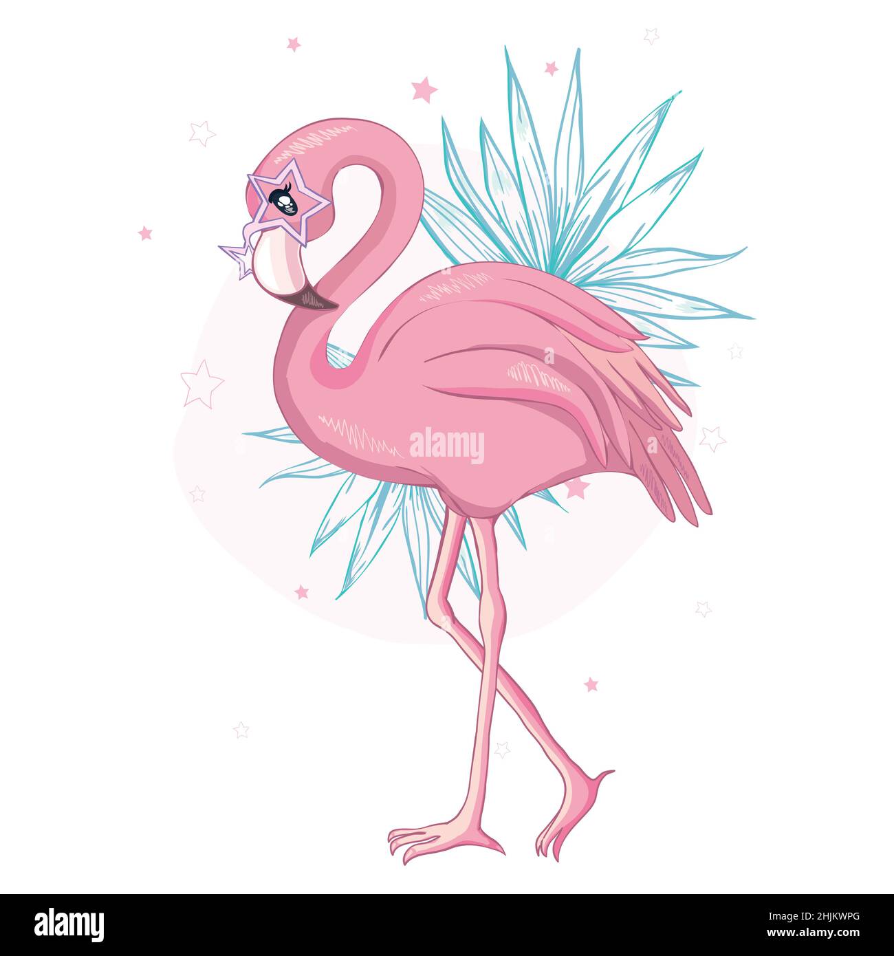 Cartoon flamingo isolated on white background. Vector illustration ...