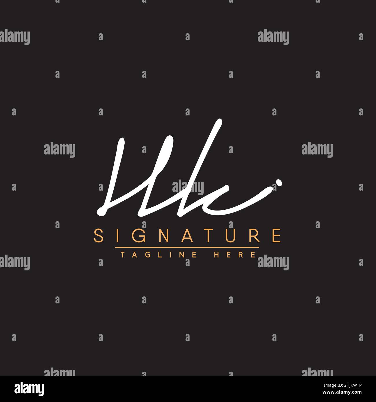 Initial Letter HK Logo - Hand Drawn Signature Logo - Minimal Vector ...