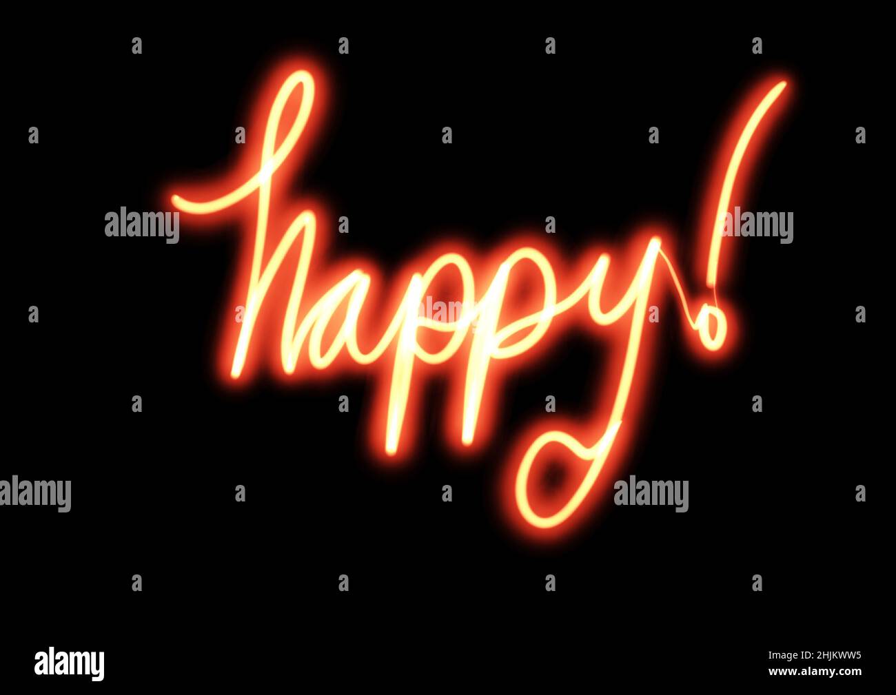 neon lettering happy Stock Photo - Alamy