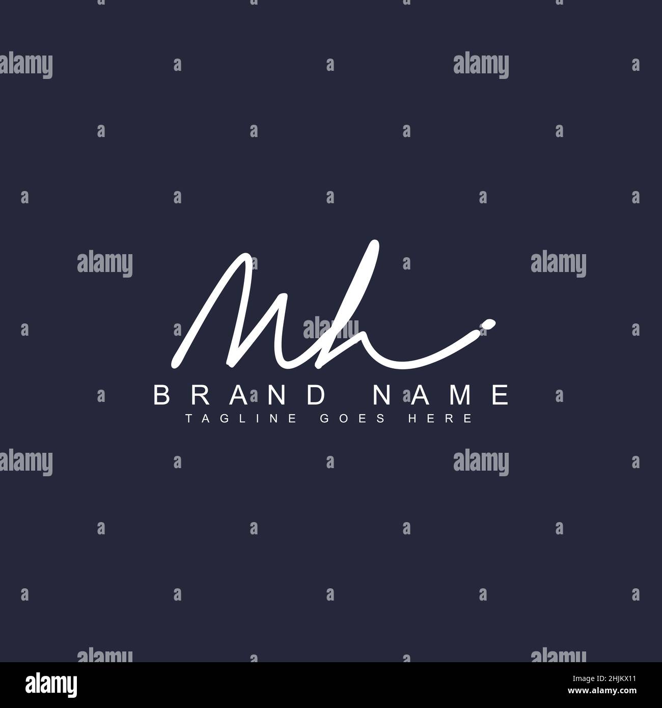 Initial Letter MH Logo - Hand Drawn Signature Logo - Minimal Vector ...