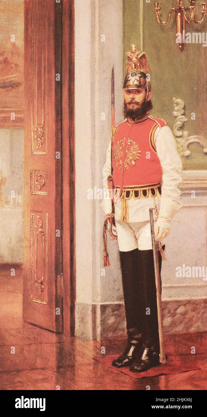 Private Life Guards Horse Regiment on guard duty in the Winter Palace ...