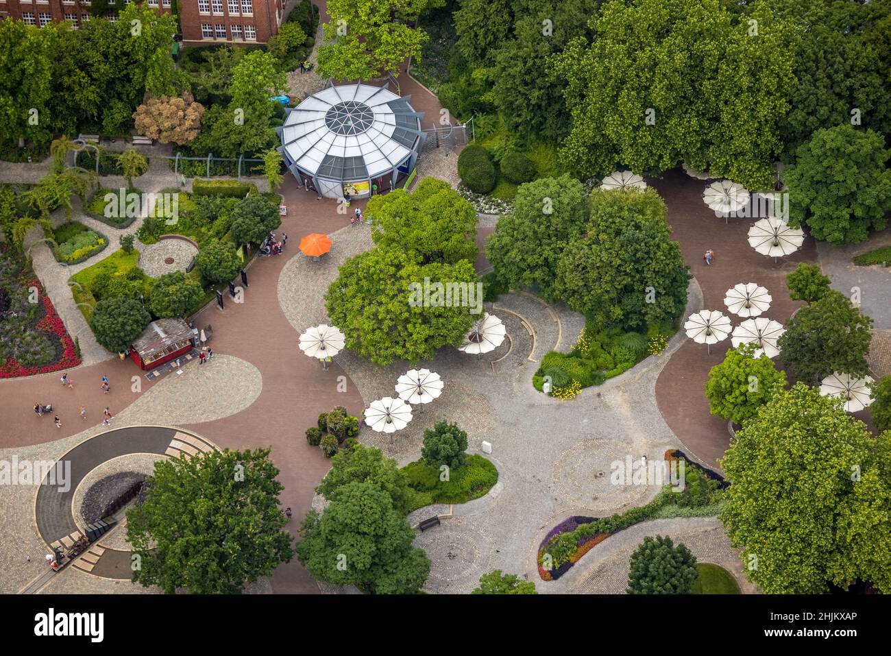 Aerial photo, Maximilianpark amusement park, entrance area, Uentrop ...