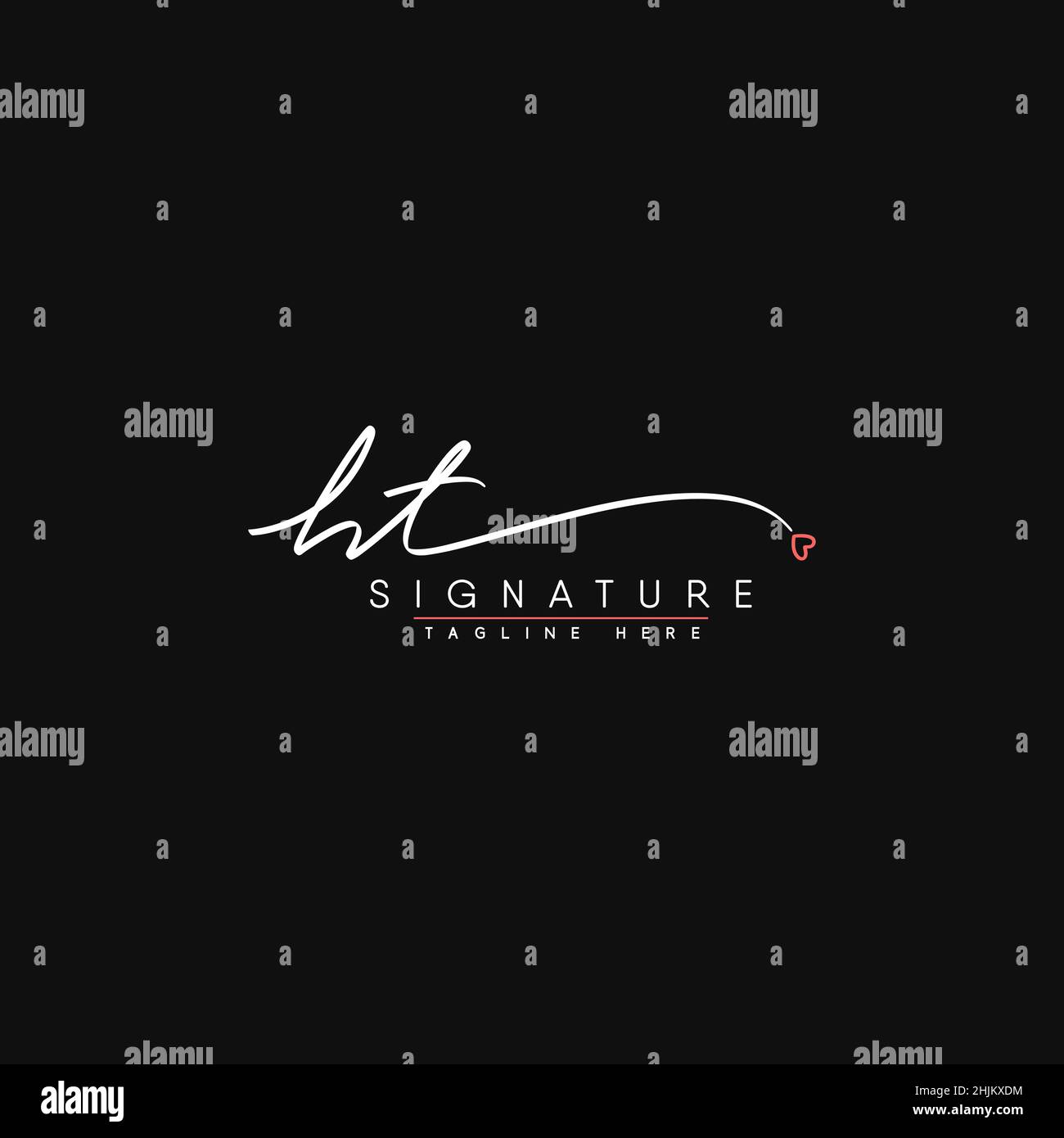 Initial Letter HT Logo - Handwritten Signature Logo - Minimal Vector ...