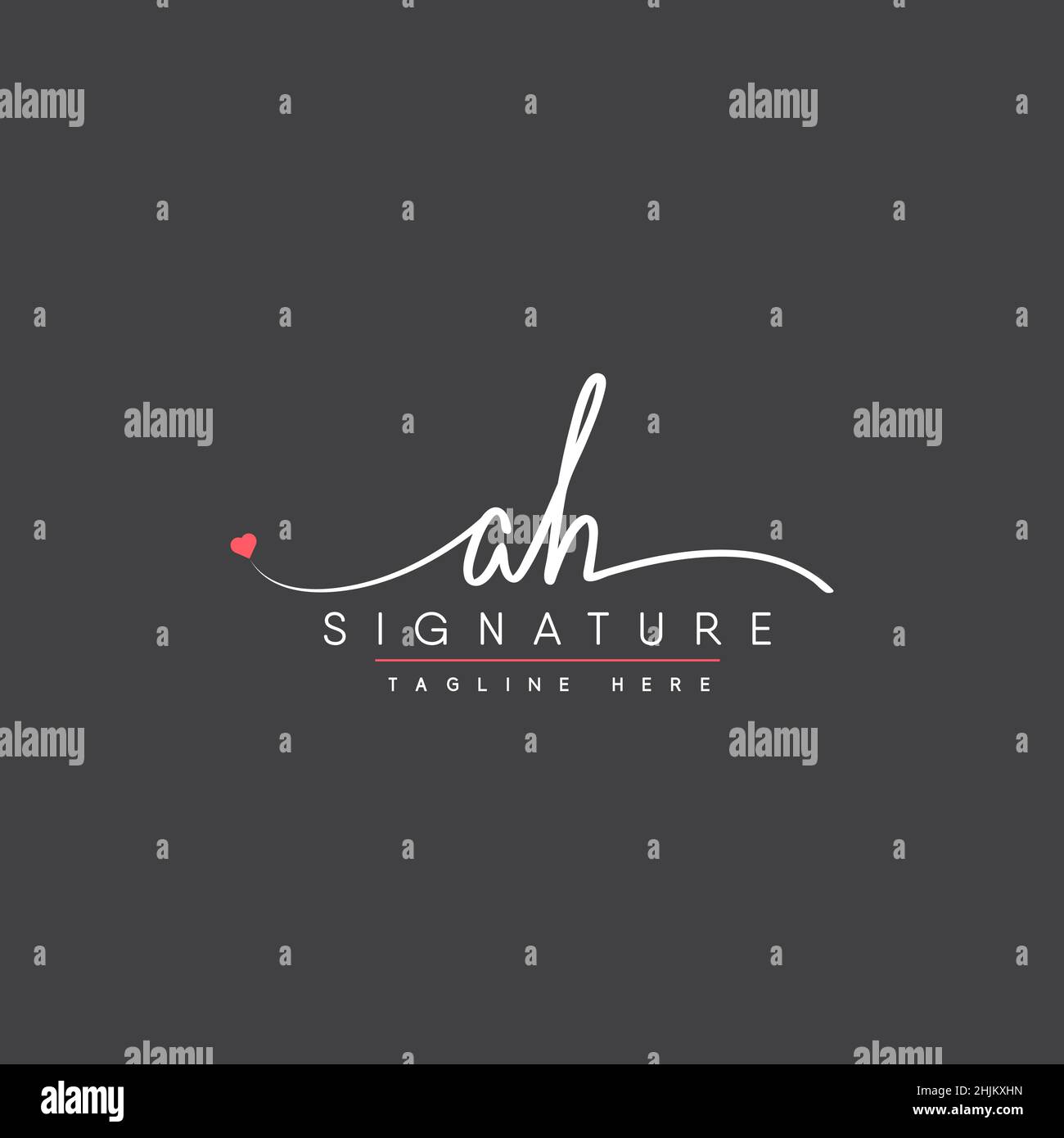 Initial Letter AH Logo - Handwritten Signature Style Logo - Minimal ...