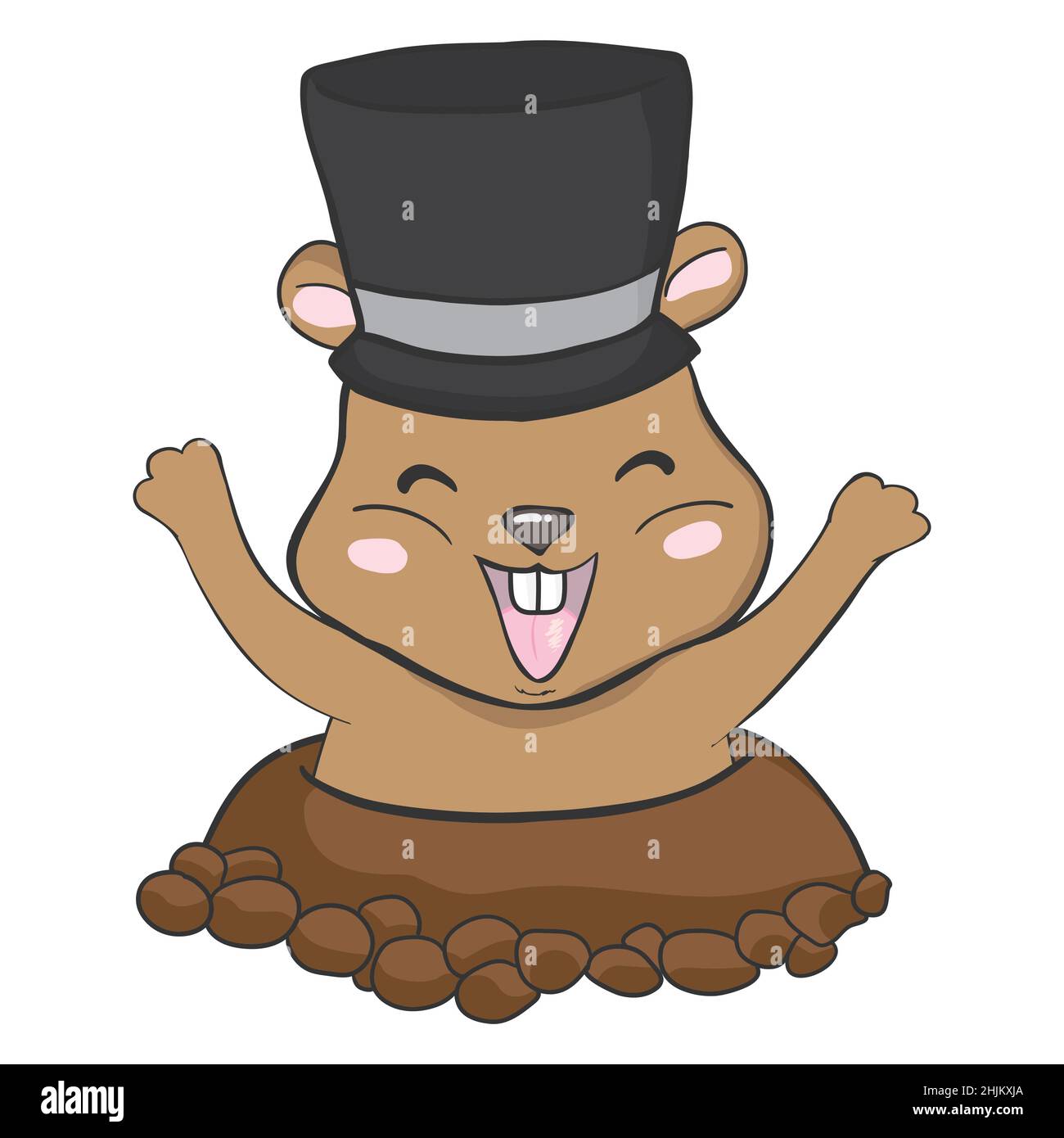 cute groundhog illustration groundhog day. Suitable for mascot designs ...