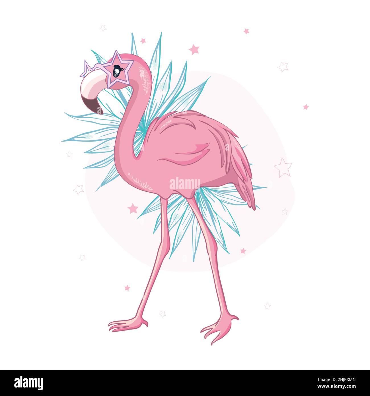 Cartoon flamingo isolated on white background. Vector illustration ...
