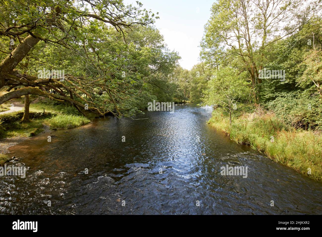 river rothay flowing out of rydal water lake district, cumbria, england ...