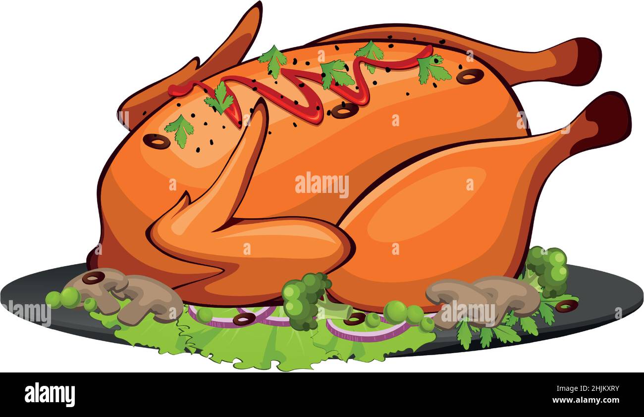 Realistic cooked chicken on plate white background - Vector ...