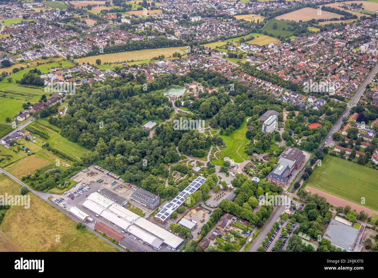 Aerial view, Maximilianpark amusement park, Uentrop, Hamm, Ruhr area ...