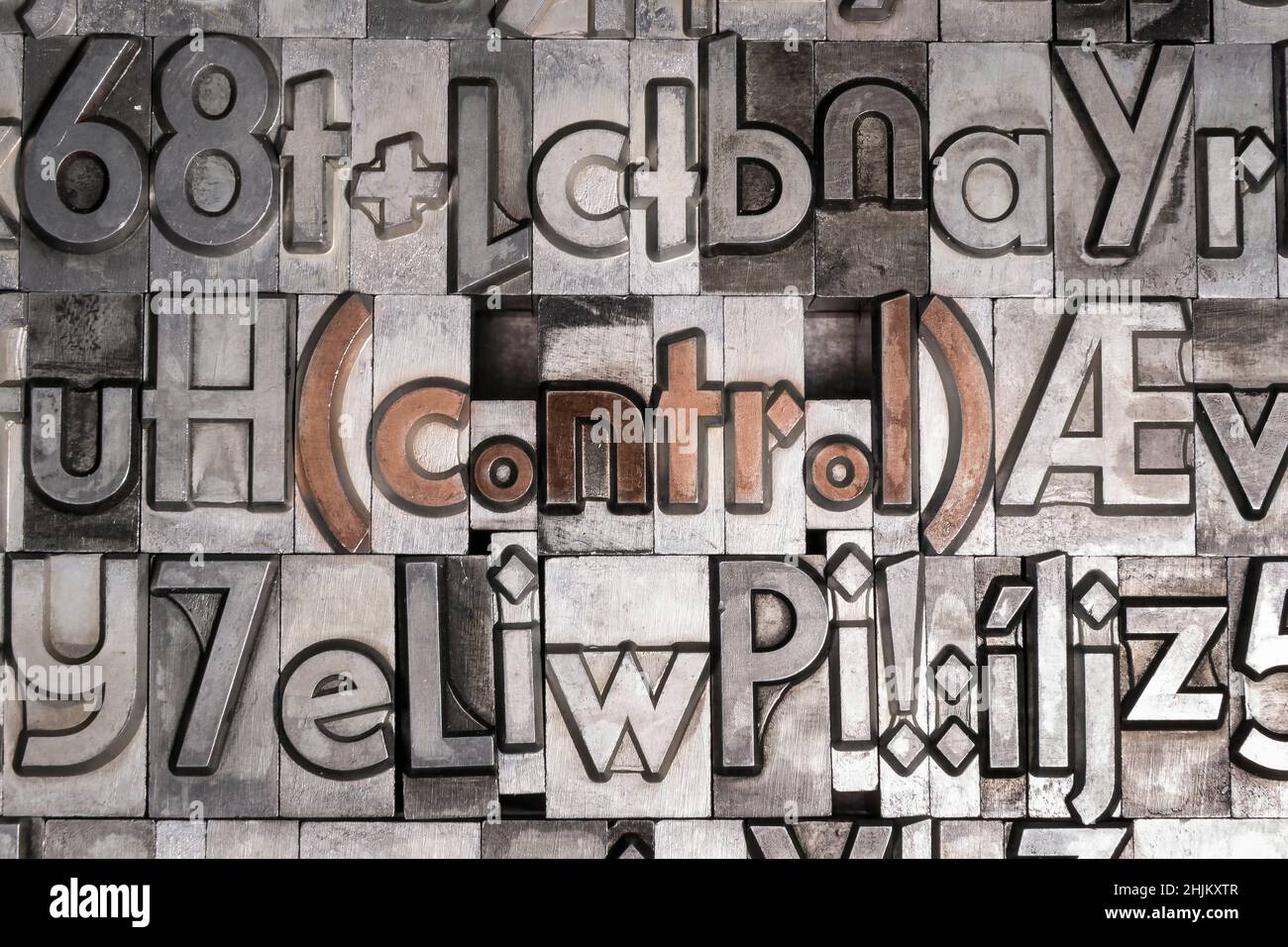 Control created with movable type printing Stock Photo - Alamy