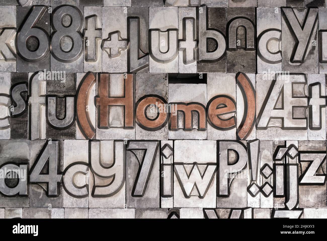 Home created with movable type printing Stock Photo - Alamy
