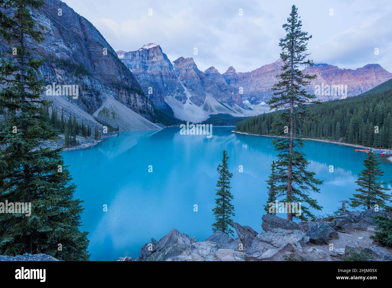 Mesmerizing view of the Morraine lake in Alberta, Canada Stock Photo ...