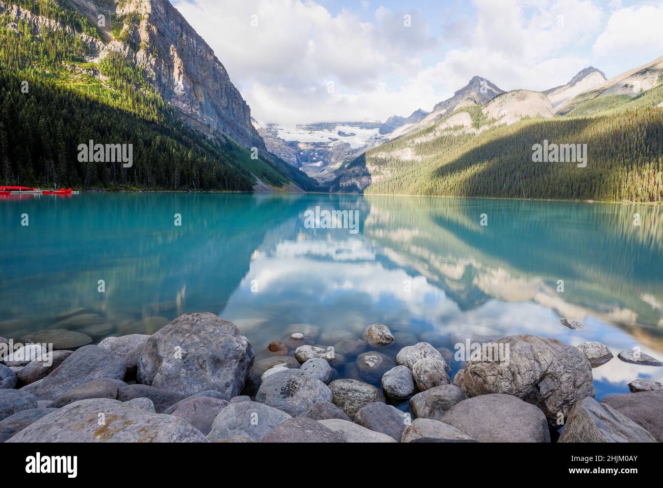 Mesmerizing view of the Morraine lake in Alberta, Canada Stock Photo ...