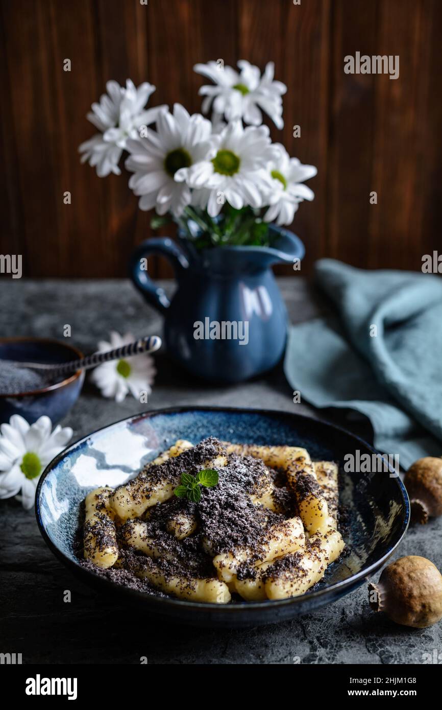 Sulance, potato dumplings with poppy seed, delicious traditional Slovak ...