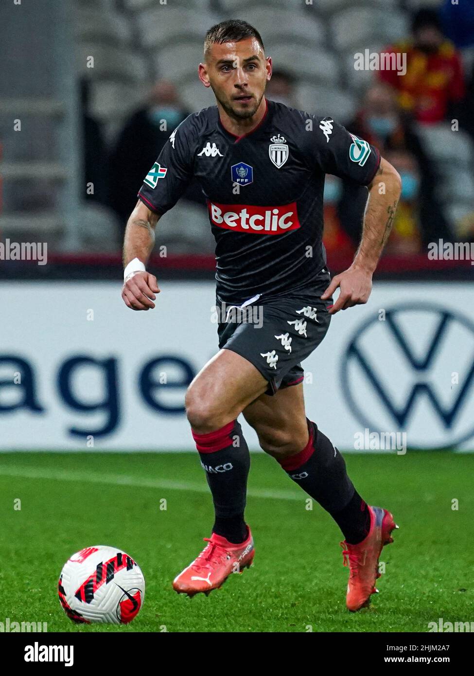 LENS, FRANCE - JANUARY 30: Ruben Aguilar of AS Monaco during the Coupe ...
