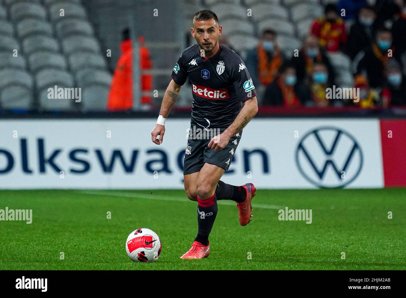 LENS, FRANCE - JANUARY 30: Ruben Aguilar of AS Monaco during the Coupe ...