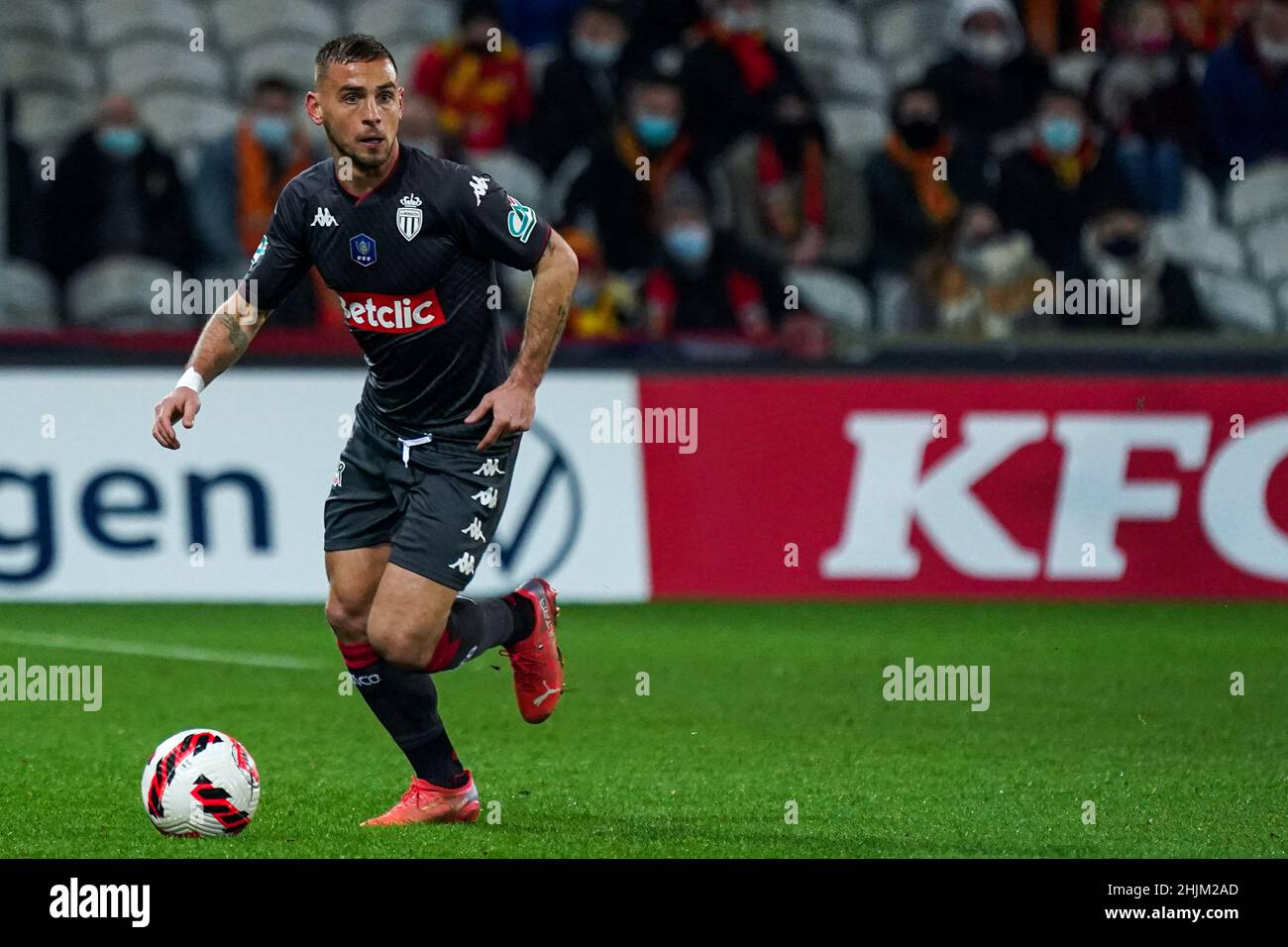 LENS, FRANCE - JANUARY 30: Ruben Aguilar of AS Monaco during the Coupe ...