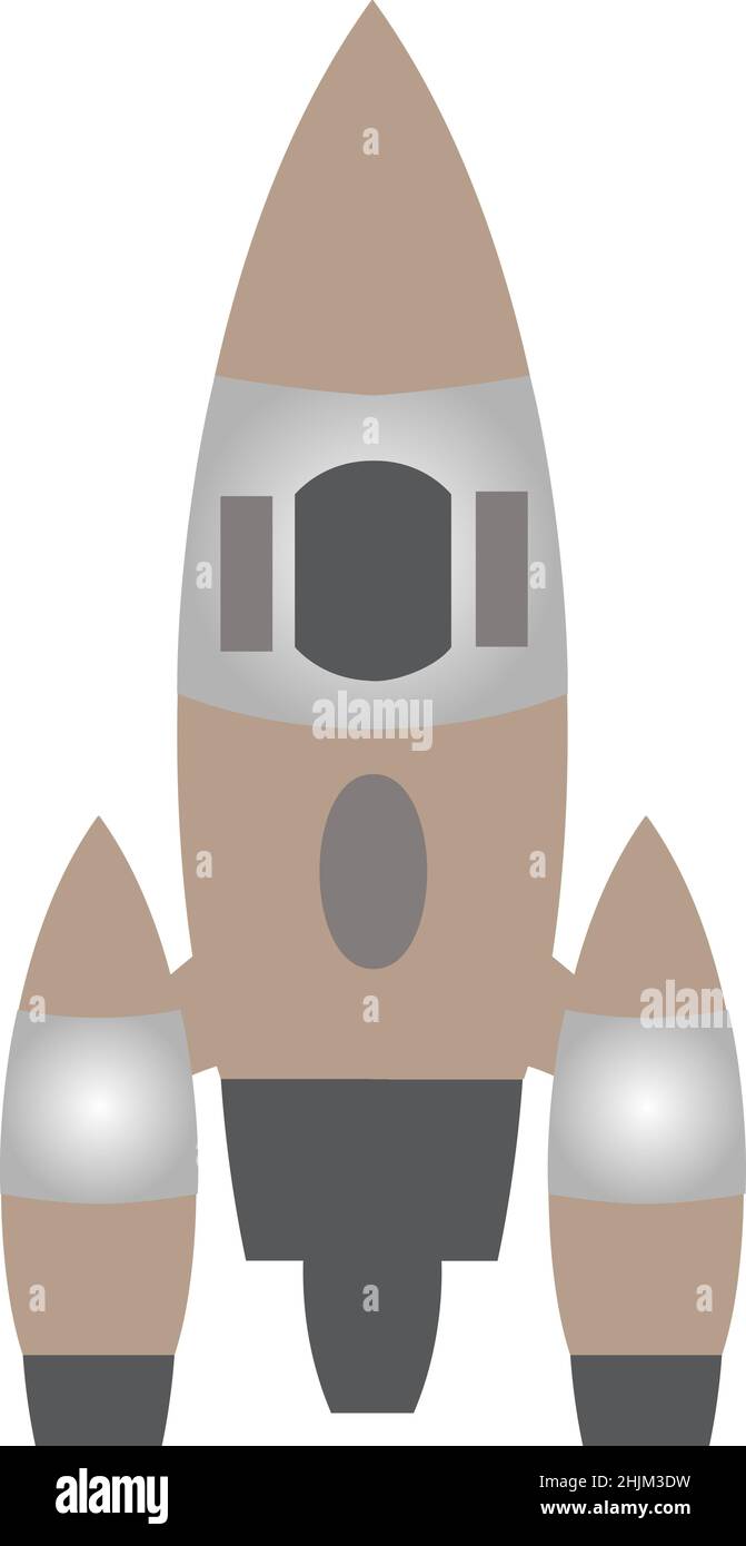 Grey and brown single rocket isolated on white. Vector illustration ...