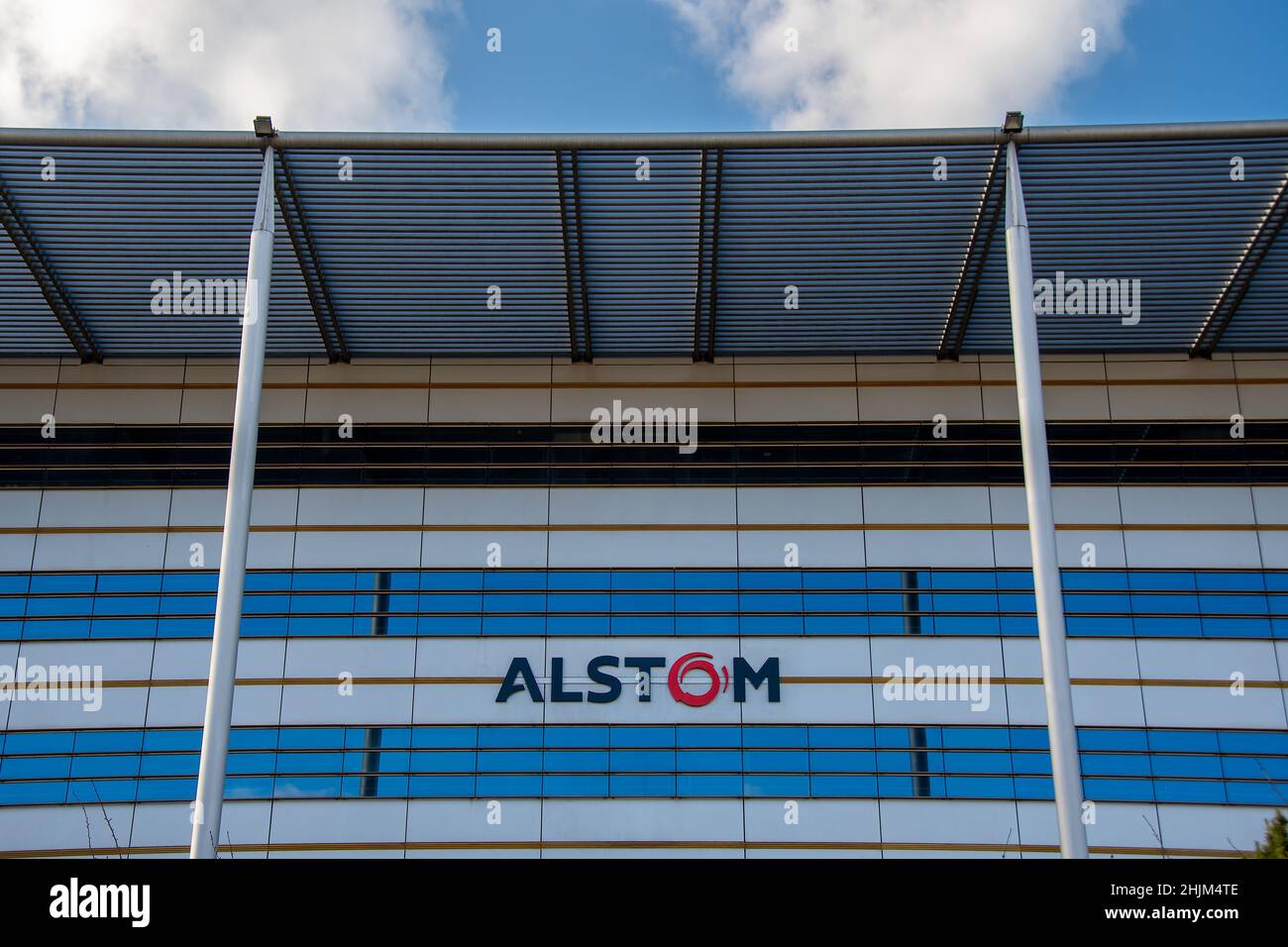 Exterior view of the headquarters of Alstom, a French multinational ...