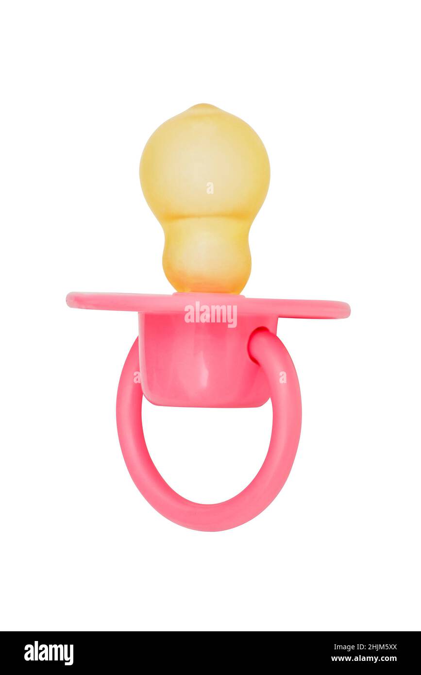 Baby pink mannequin isolated on a white background. Pink babys pacifier ...