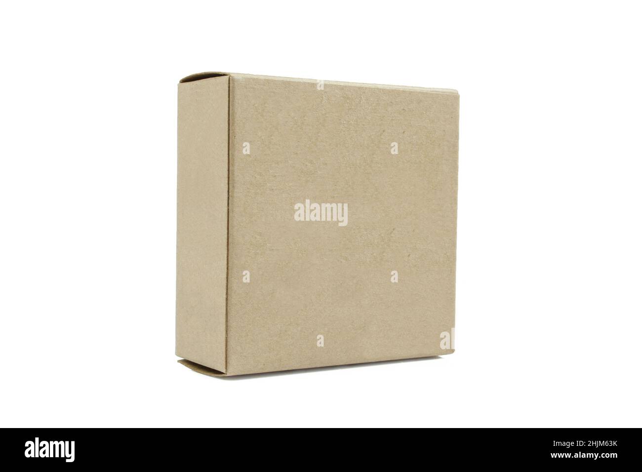Single closed cardboard box isolated on white background. Carton cube ...