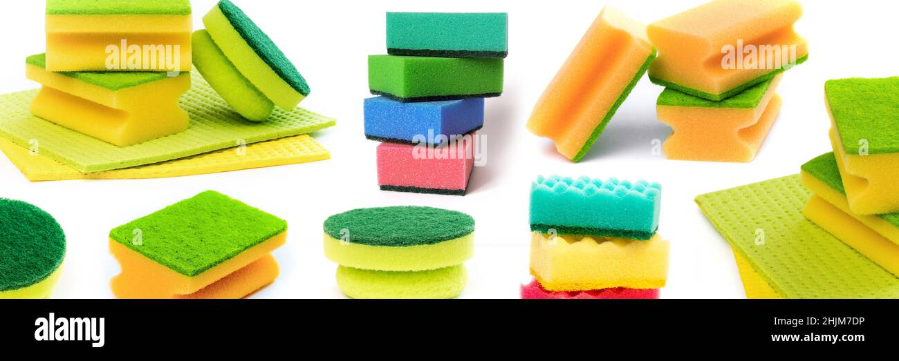 Kitchen sponges set collage Stock Photo - Alamy