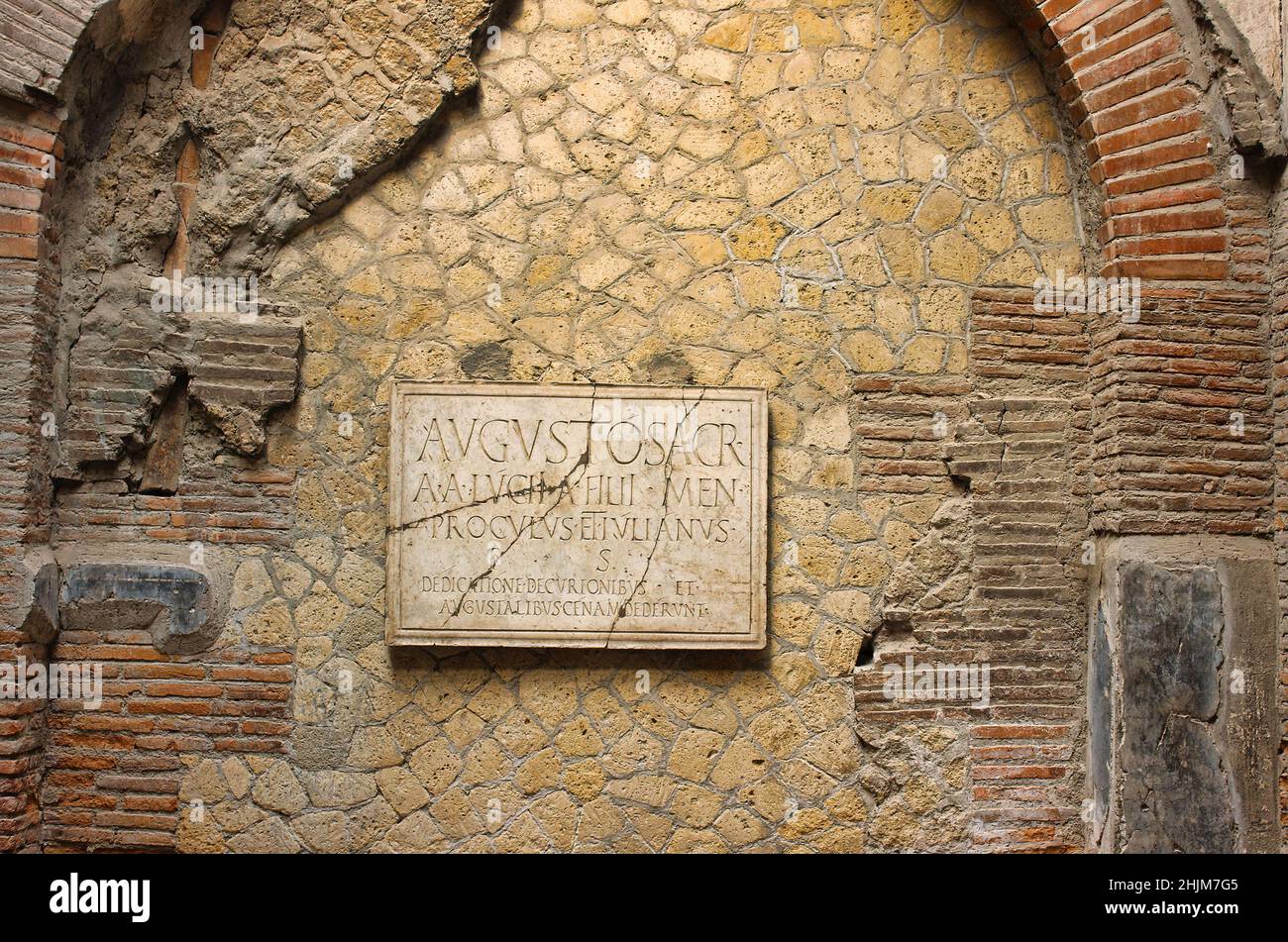 Architectural details of the famous town of Herculaneum which was ...