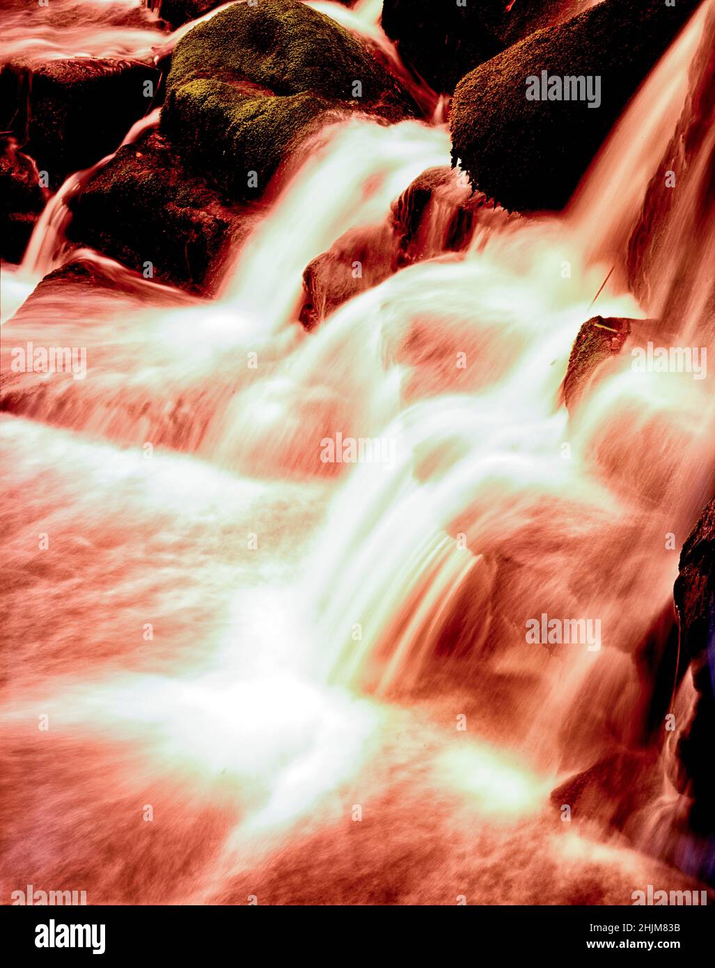 Superb Becky Falls, Water rushing through ancient woodland, natural ...