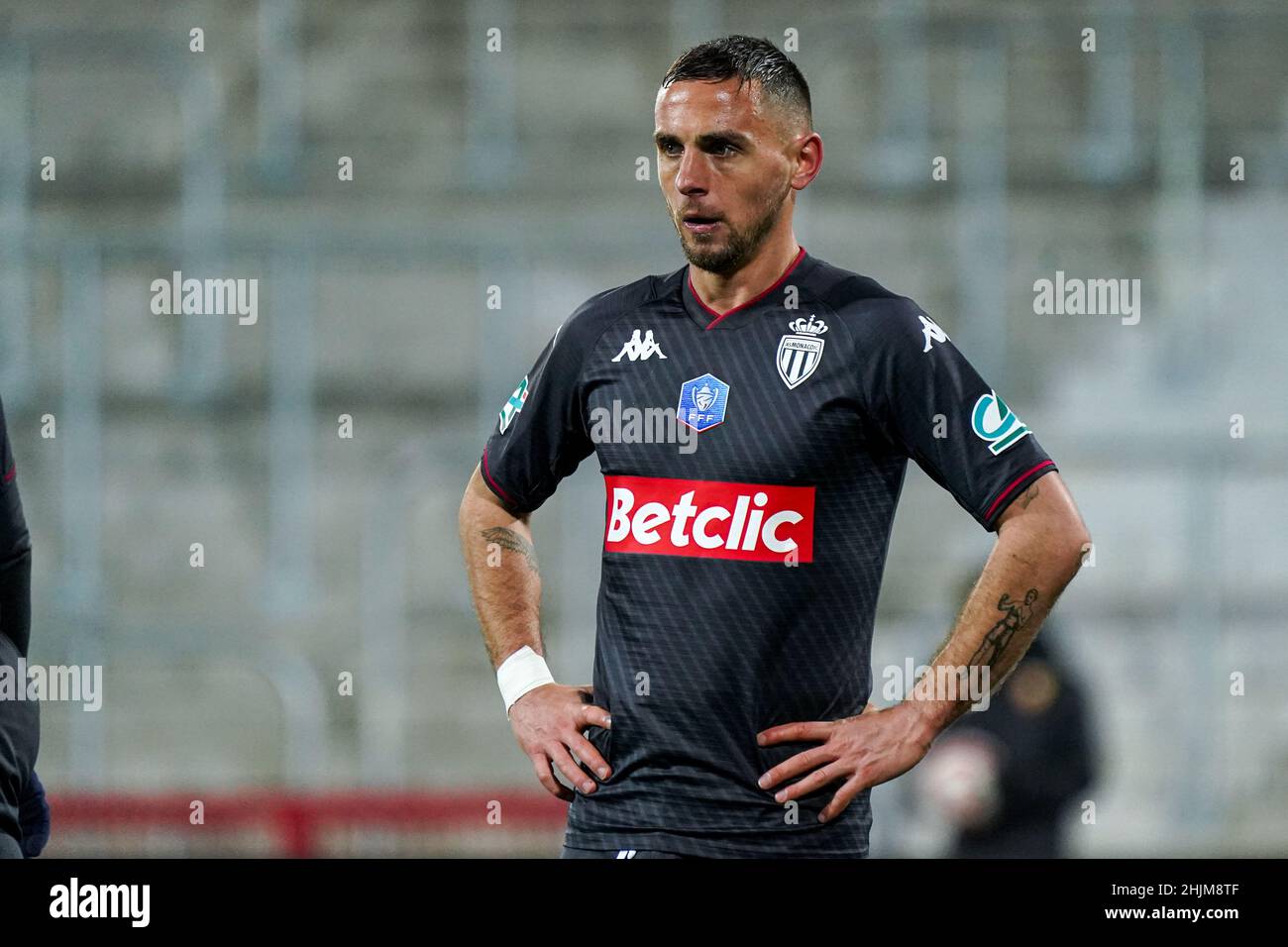 LENS, FRANCE - JANUARY 30: Ruben Aguilar of AS Monaco during the Coupe ...