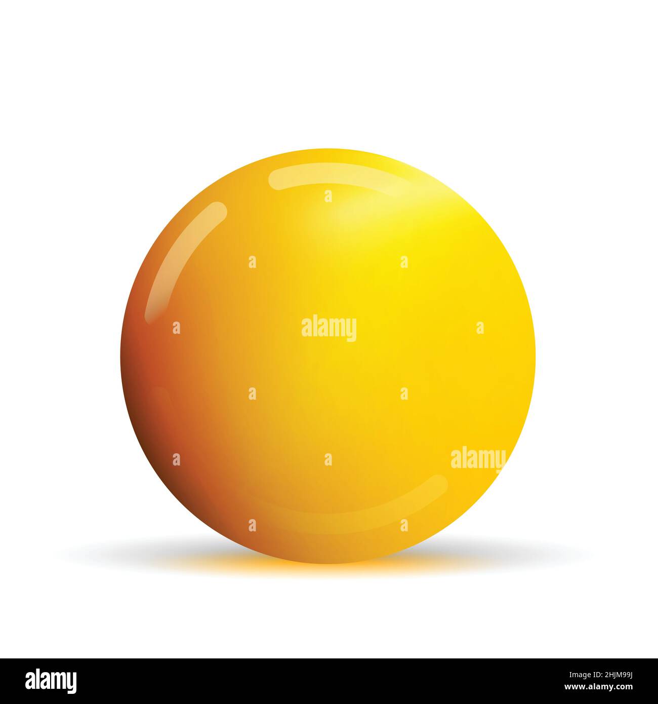 Glass yellow, golden ball or precious pearl. Glossy realistic ball, 3D ...