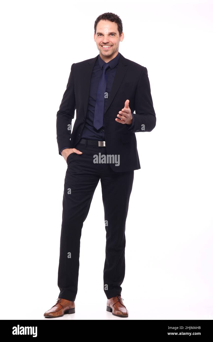 Man standing in front of a white background Stock Photo - Alamy