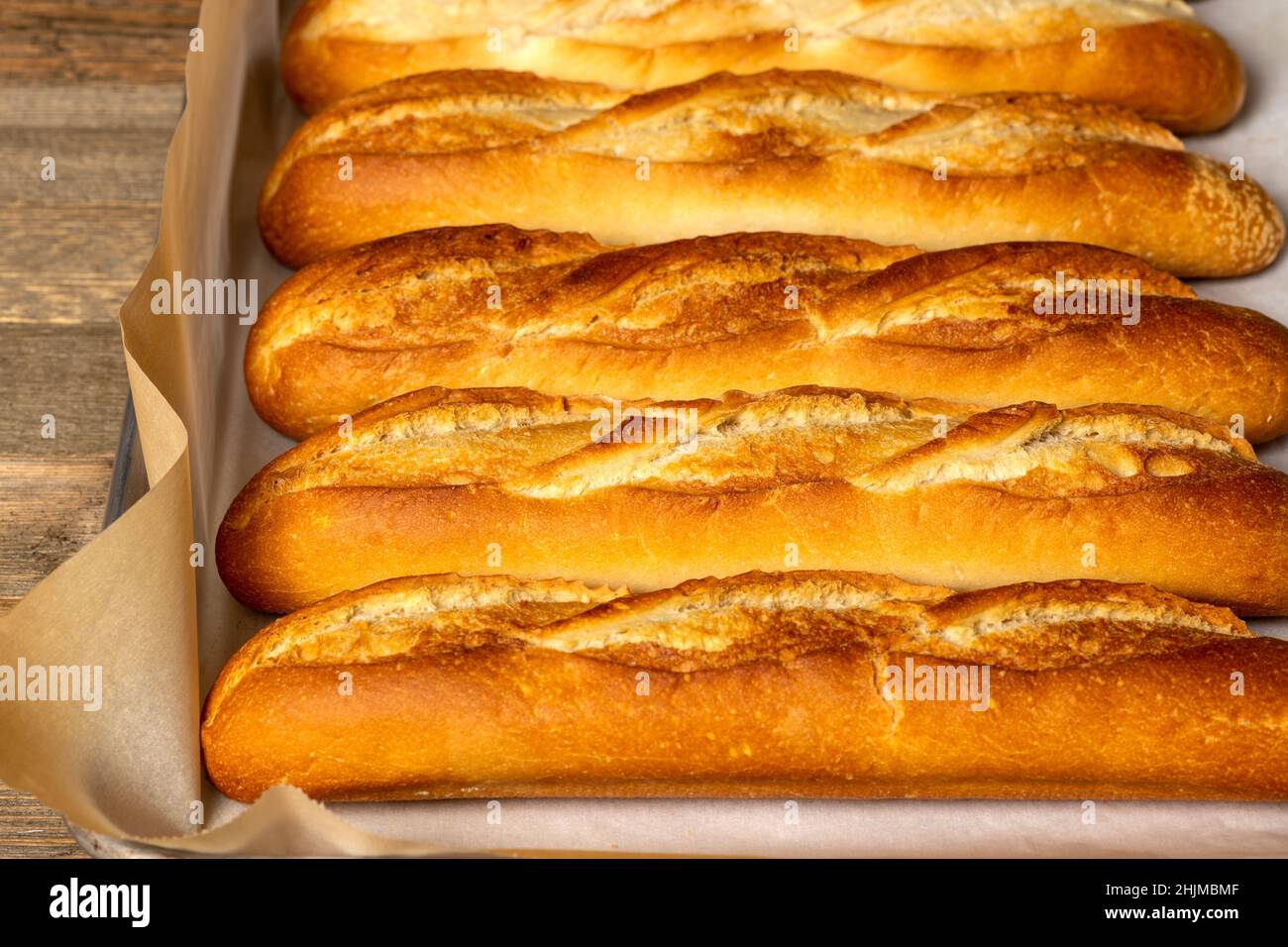 A closeup background of smaller French bread baguettes Stock Photo - Alamy